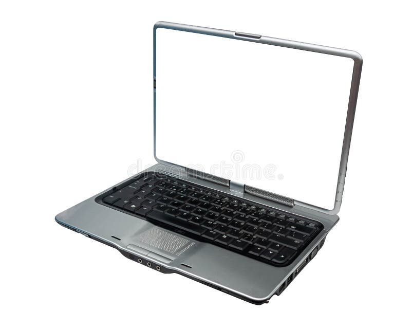 Grey Black Computer Laptop with White Screen Isolated on White ...
