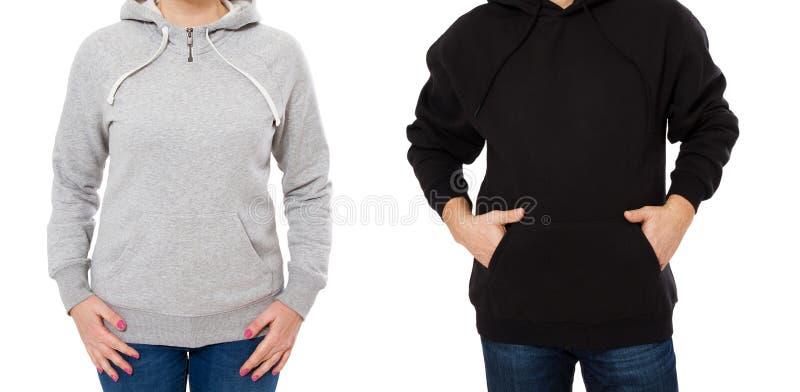 Grey and Black Hoodie Set Front and Back View Isolated on White ...
