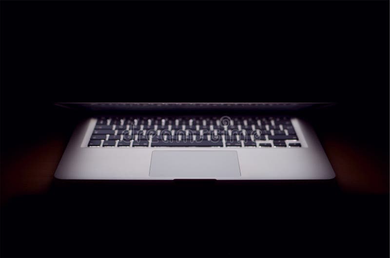 Grey and Black Laptop Computer Stock Photo - Image of macbook, dark ...