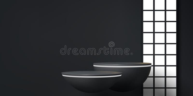 Grey or Black Podium Stage, Semi-sphere Platforms Stock Vector ...