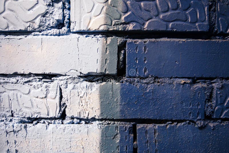 Grey and Blue Color Painted Brick Wall Texture Stock Photo - Image of ...