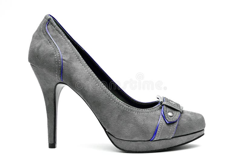Grey and Blue High Heels on a White Background Stock Image - Image of ...