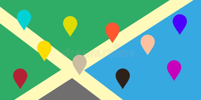 Grey and Blue Map Icon with Colored Map Markers Stock Vector ...