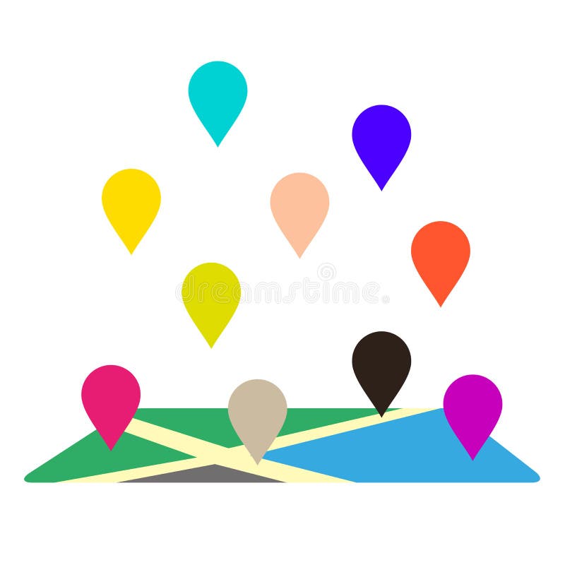 Grey and Blue Map Icon with Colored Map Markers Stock Vector ...