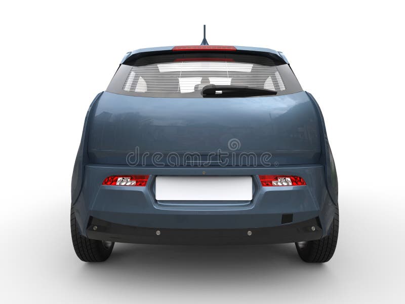 Red Electric Car - Back View Stock Illustration - Illustration of ...