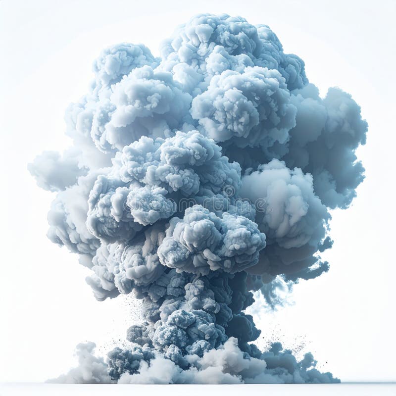 Grey and Blue Smoke Explosion on White Background Stock Illustration ...