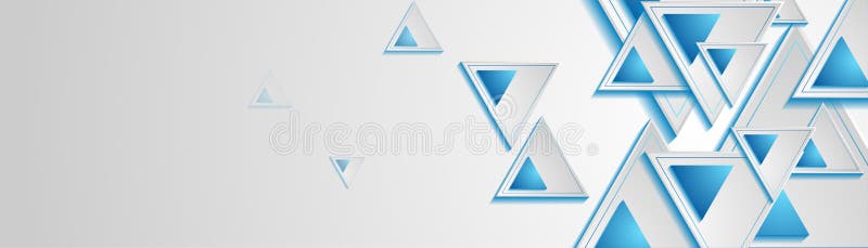 Grey and Blue Triangles Abstract Geometric Tech Banner Stock Vector ...