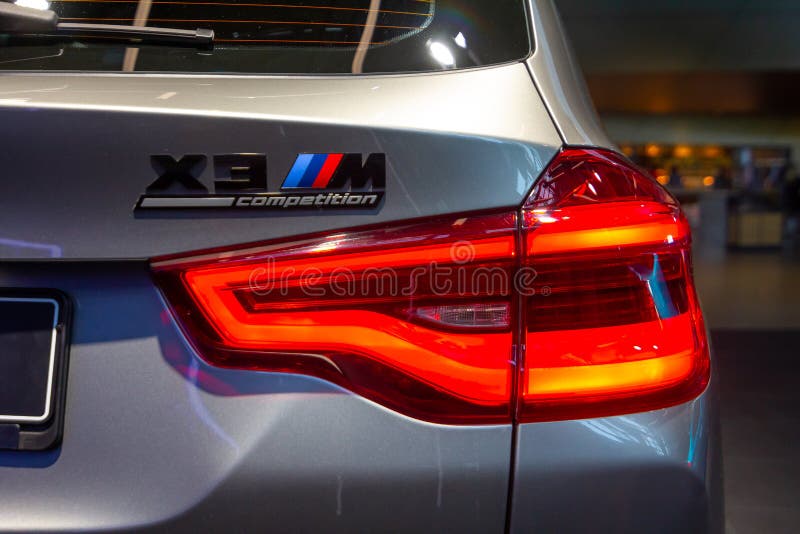 Grey BMW X3M Competition Rear Light .BMW Welt, Munich, Germany, March ...