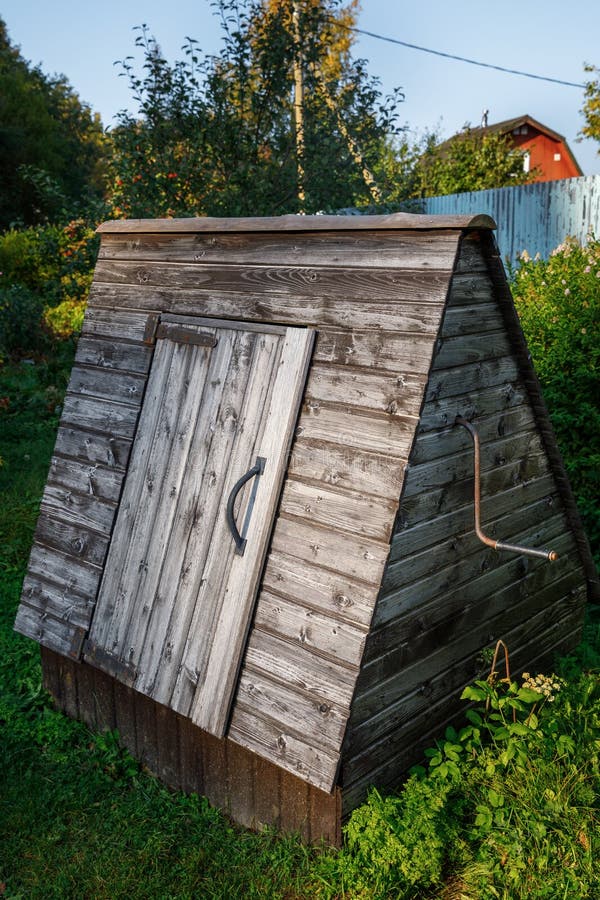A Grey from the Board Wooden Old Water Well. Stock Photo - Image of ...