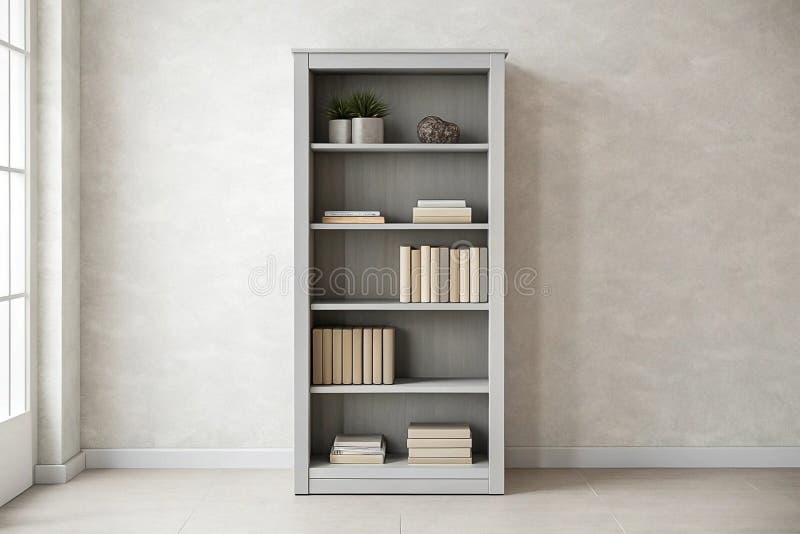 Grey Bookcase Books Plants Room, Interior Design Home Decor, Storage ...