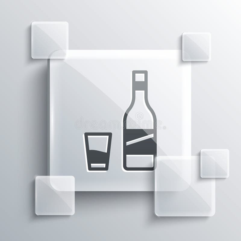Grey Bottle of Vodka with Glass Icon Isolated on Grey Background ...