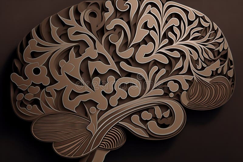Grey Brain Matter Pattern on Brown Background Abstract Art Stock ...