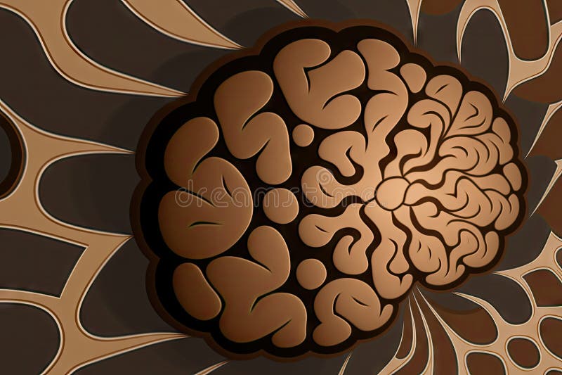 Grey Brain Matter Pattern on Brown Background Abstract Art Stock ...
