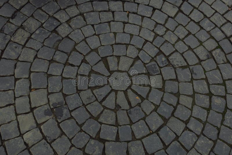 Grey Brick Stone Street Road. Light Sidewalk Stock Photo - Image of ...