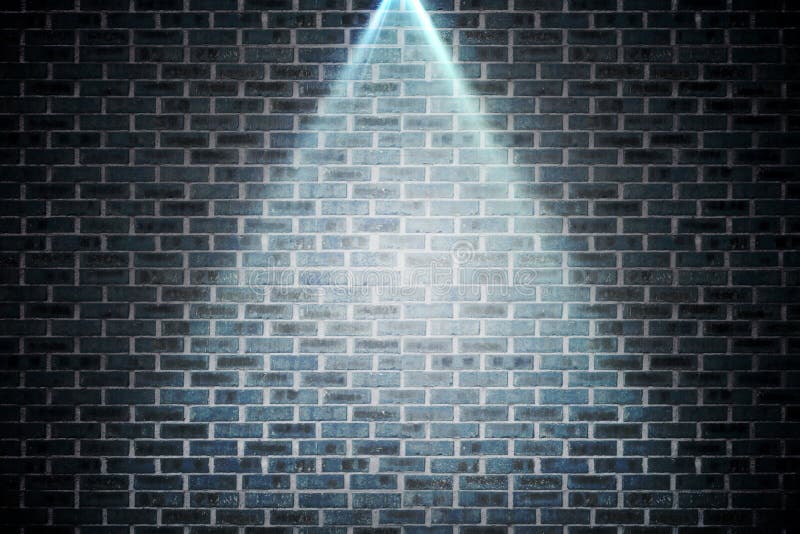 Grey Brick Wall Under Spotlight Stock Illustration - Illustration of ...