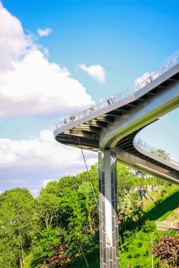 Grey Bridge Construction and Blue Sky Stock Image - Image of cars ...