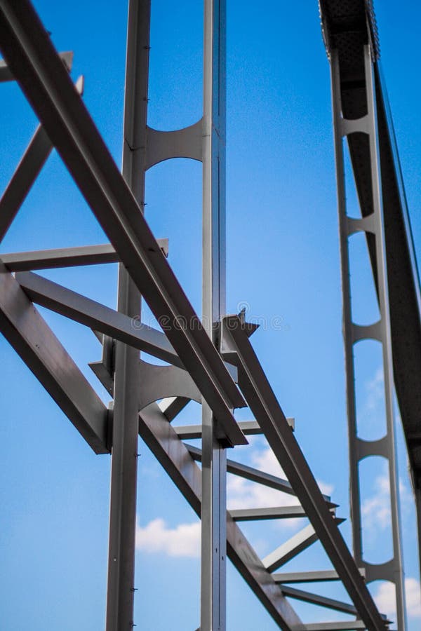 Grey Bridge Construction and Blue Sky Stock Image - Image of metropolis ...
