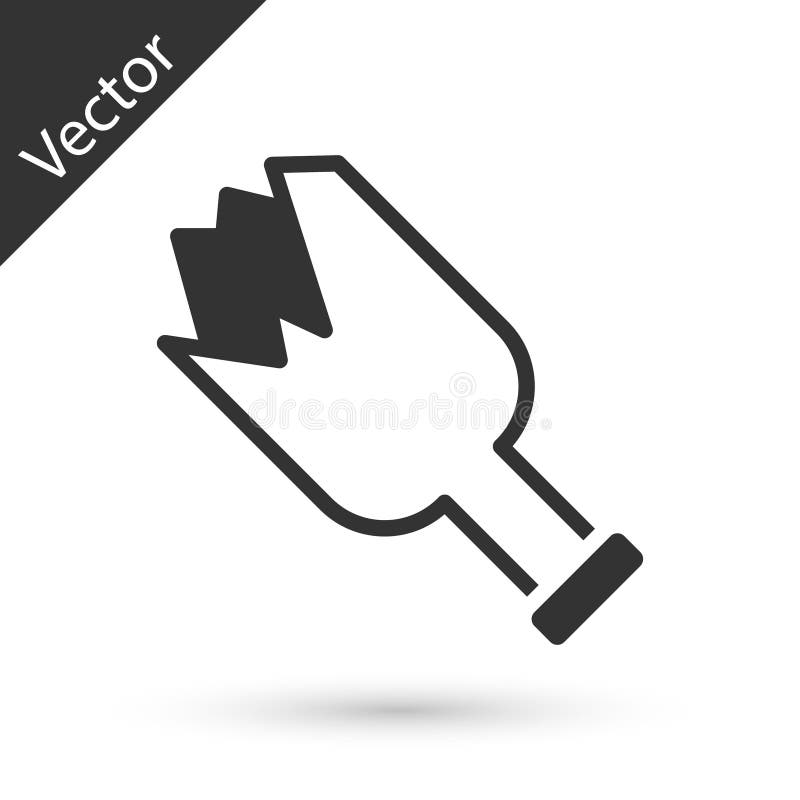 Grey Broken Bottle As Weapon Icon Isolated on White Background. Vector ...