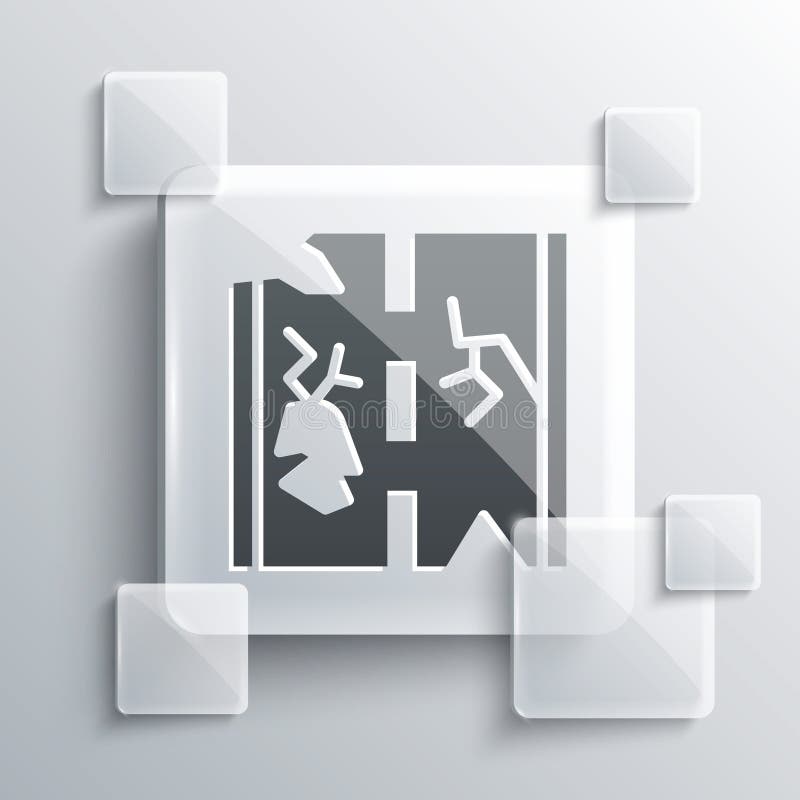 Grey Broken Road Icon Isolated on Grey Background. Square Glass Panels ...