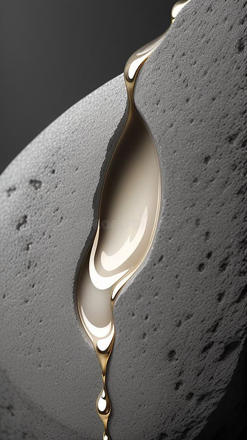 A Grey Broken Stone with a White Liquid Inside. Abstraction. Wallpaper ...