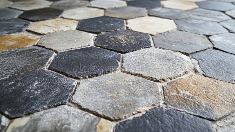 Grey Brown Beige Hexagon Stone Floor Tiles Texture Stock Illustration ...