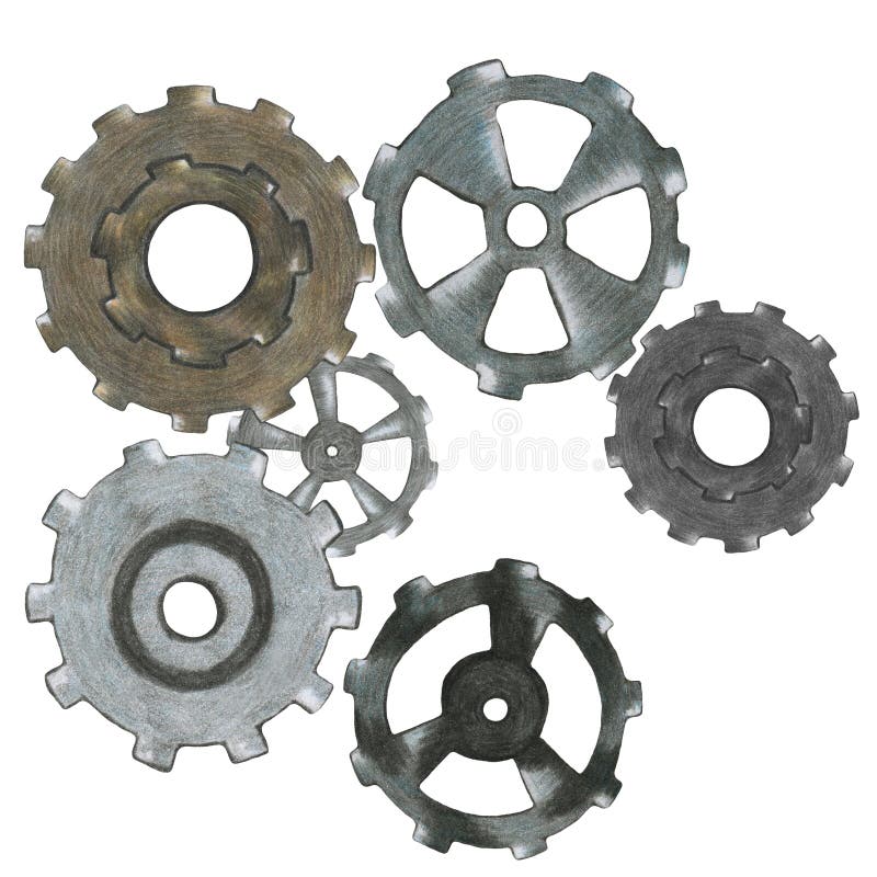 Grey and Brown Gear Composition Isolated on White Background. Stock ...