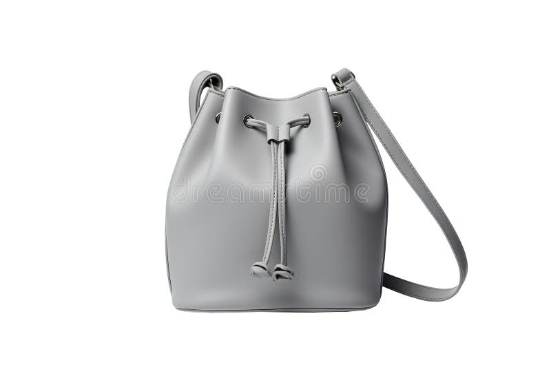 Grey Bucket Bag on White Background Stock Illustration - Illustration ...