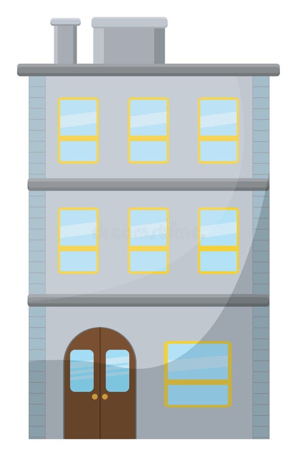 Grey building, icon stock vector. Illustration of city - 261373029