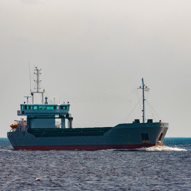 Grey cargo ship stock image. Image of pacific, blue - 115318913