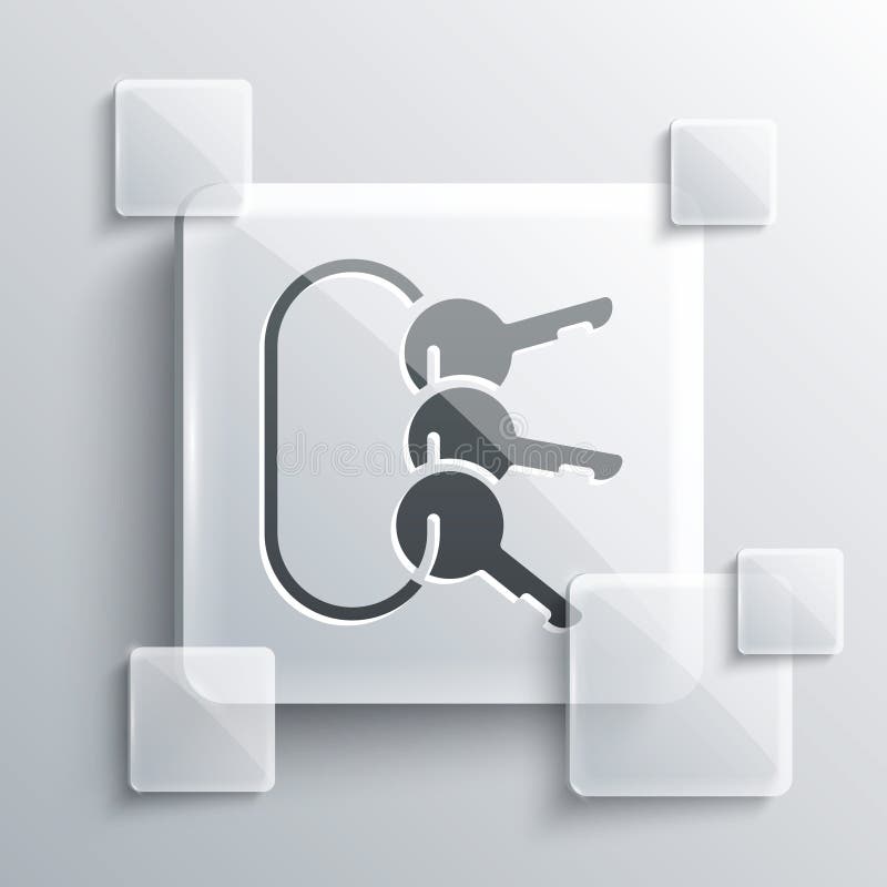 Grey Bunch of Keys Icon Isolated on Grey Background. Square Glass ...