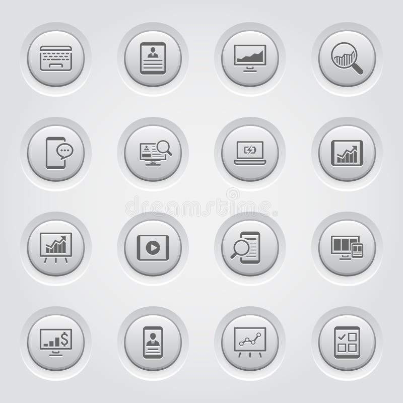 Grey Button Design Icon Set. Stock Vector - Illustration of business ...