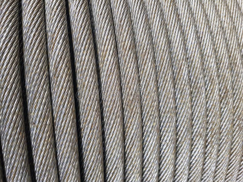 Grey Cable, Coil of Steel Metal Rope, Abstract Spiral Pattern Stock ...