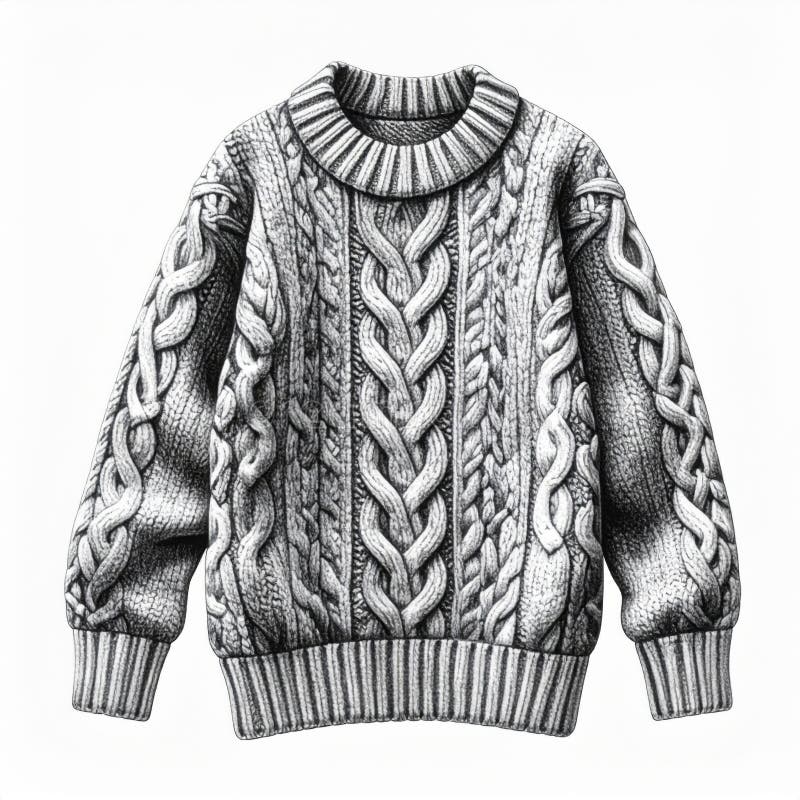 Grey Cable Knit Wool Sweater Illustration Stock Illustration ...