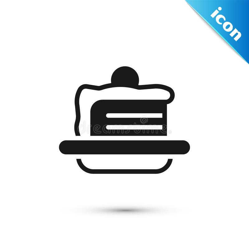 Grey Cake Icon Isolated on White Background. Happy Birthday Stock ...