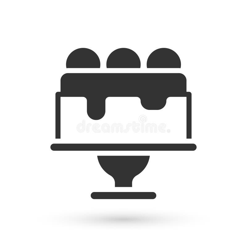 Grey Cake Icon Isolated on White Background. Happy Birthday Stock ...
