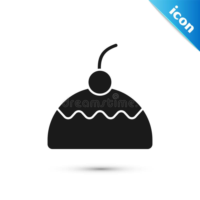 Grey Cake Icon Isolated on White Background. Happy Birthday Stock ...