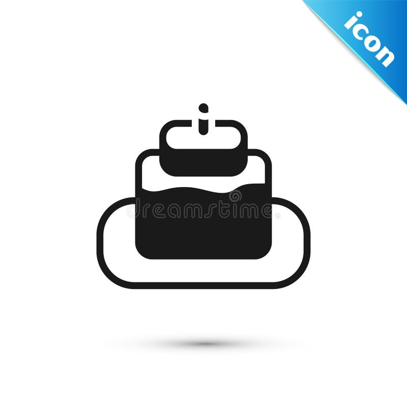 Grey Cake Icon Isolated on White Background. Happy Birthday Stock ...