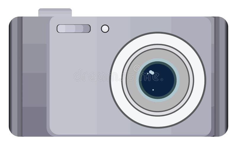 Grey camera, icon stock vector. Illustration of sticker - 260378791