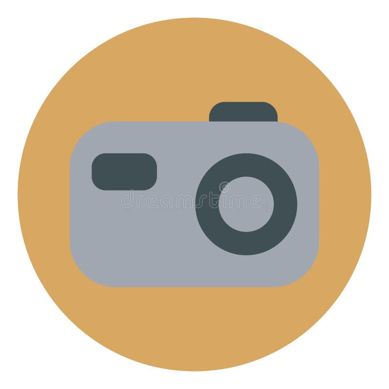 Camera Grey Square Vector Icon Illustration with Yellow and Green ...