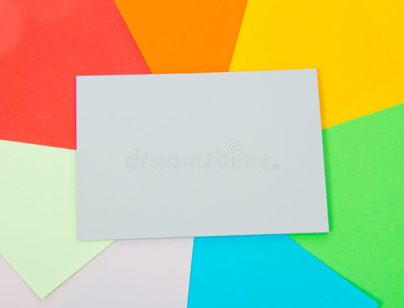 Grey Card on Color Sheets of Paper Stock Image - Image of supply ...