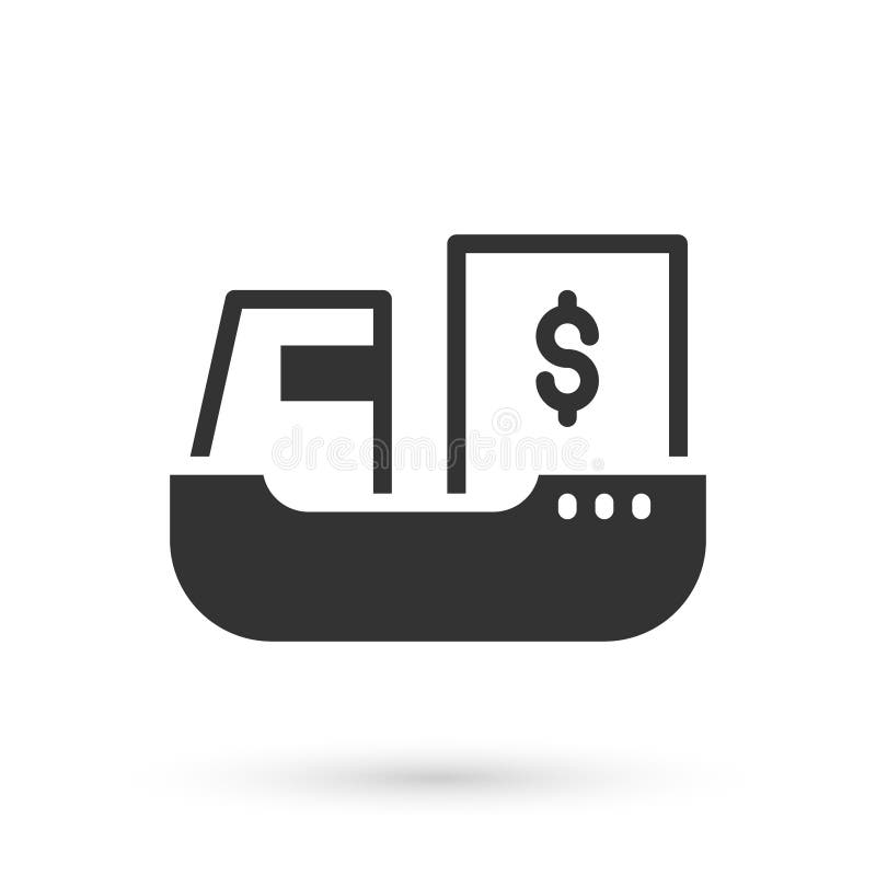 Grey Cargo Ship with Boxes Delivery Service Icon Isolated on White ...