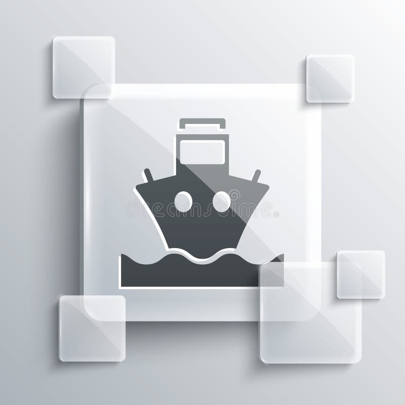 Grey Cargo Ship Icon Isolated on Grey Background. Square Glass Panels ...