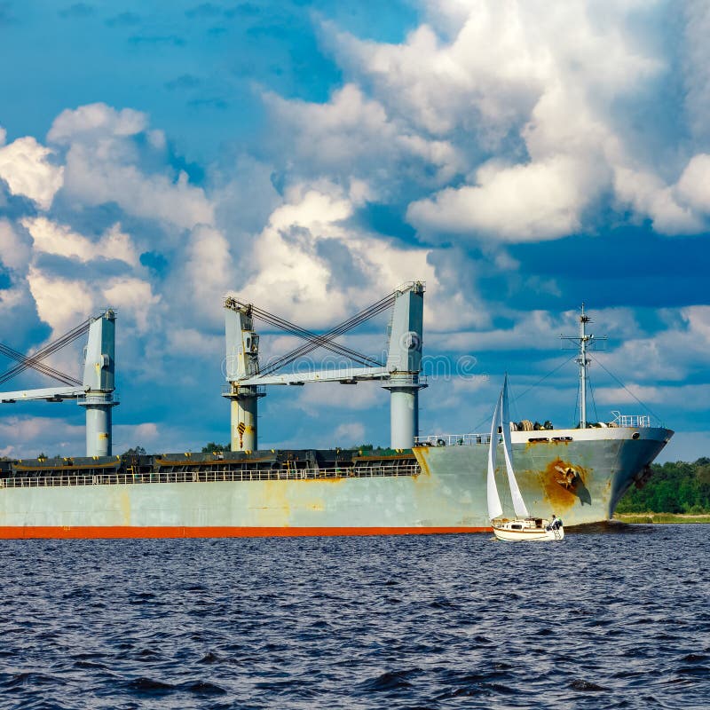 Grey bulker ship stock image. Image of logistic, freight - 118169979