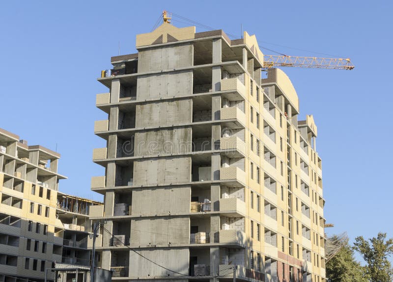 Grey Cast-concrete House. Side View. Stock Image - Image of industry ...