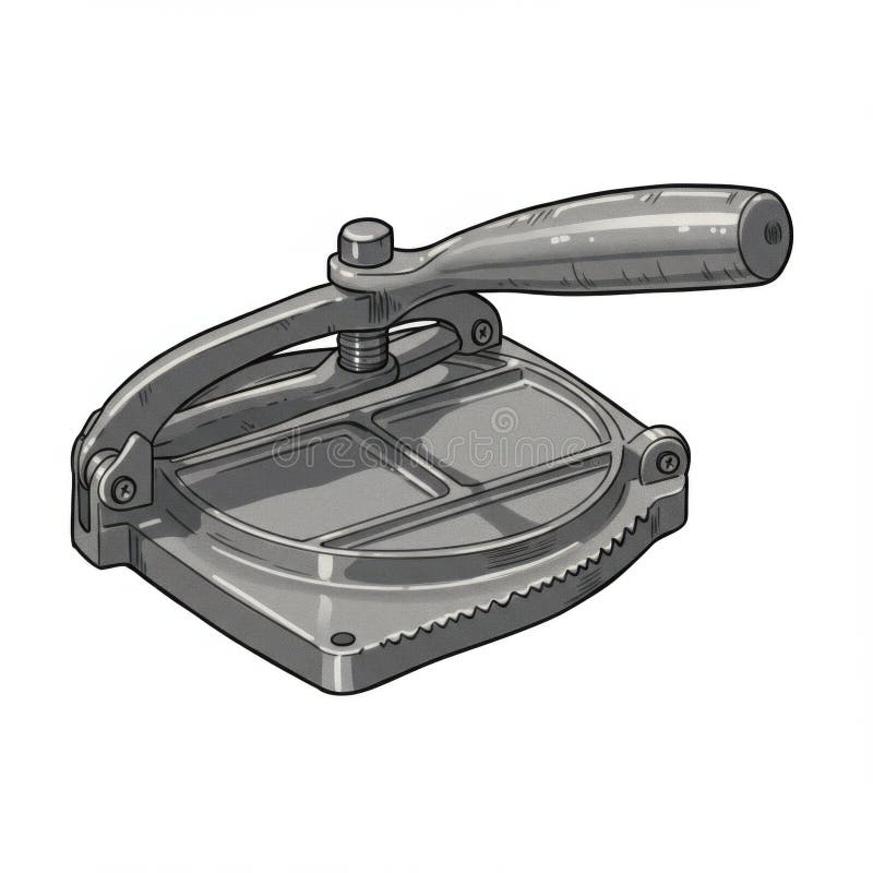 Grey Cast Iron Burger Patty Press with Handle Stock Illustration ...