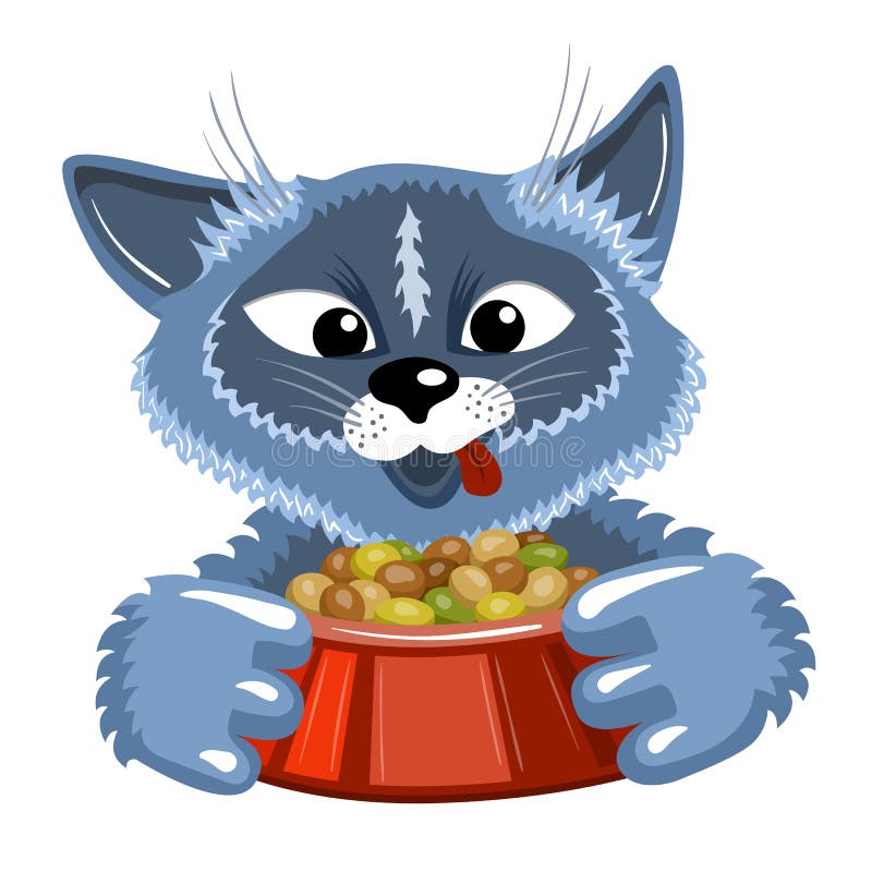 Cat with a bowl stock vector. Illustration of illustration - 27164715