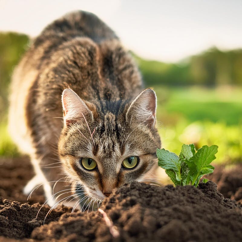 Grey Cat Digging, AI Generated Stock Illustration - Illustration of ...