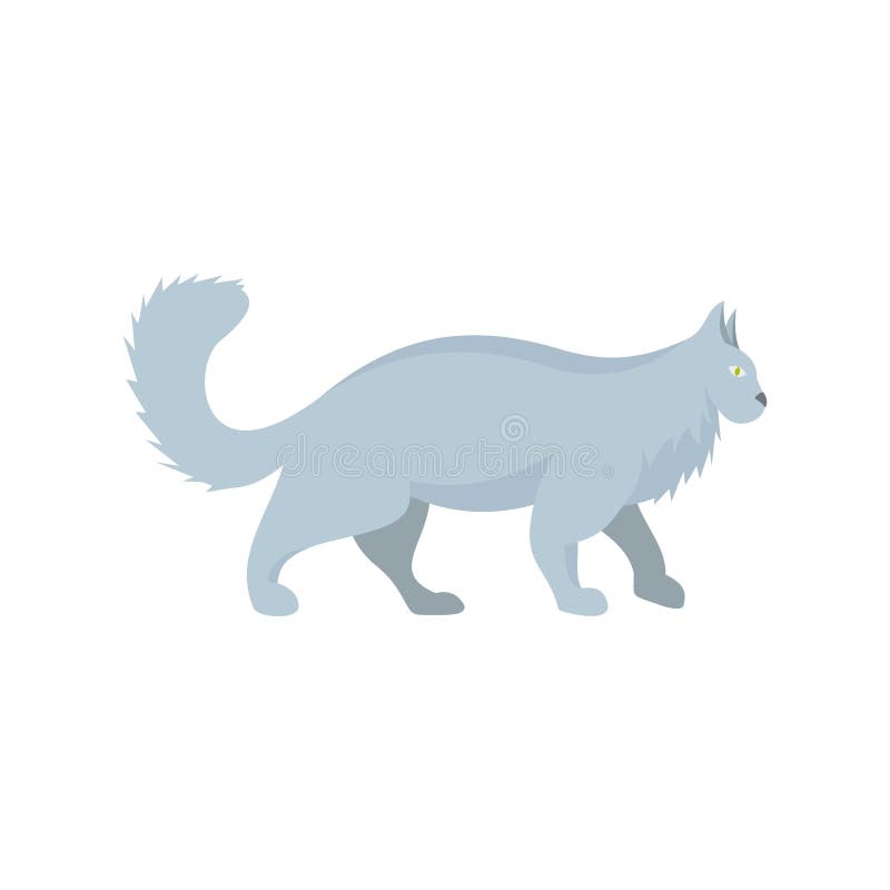 Grey cat icon, flat style stock illustration. Illustration of crazy ...