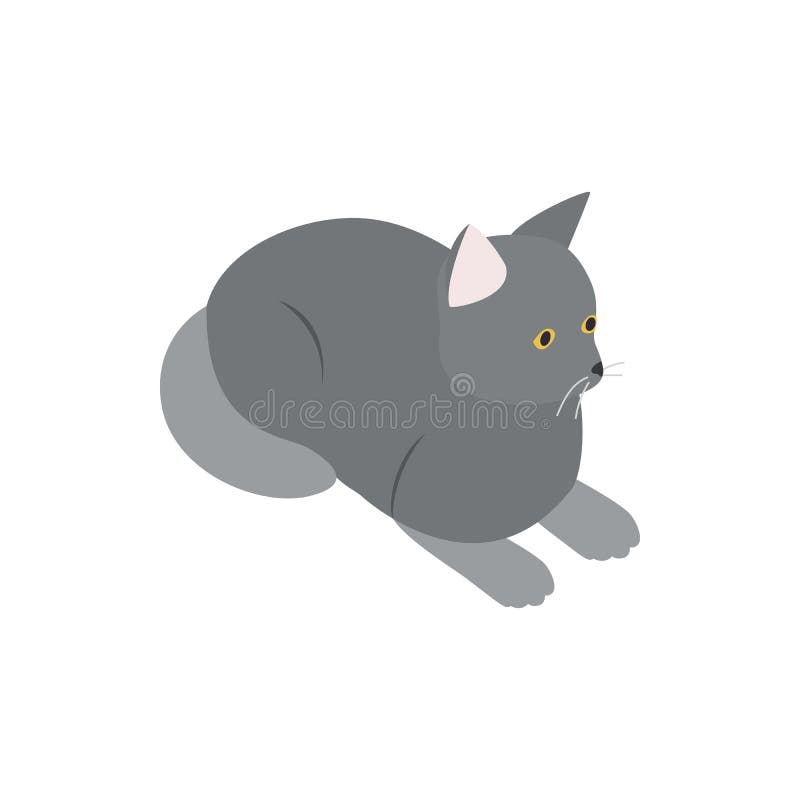 Grey Cat Icon, Isometric 3d Style Stock Vector - Illustration of grey ...