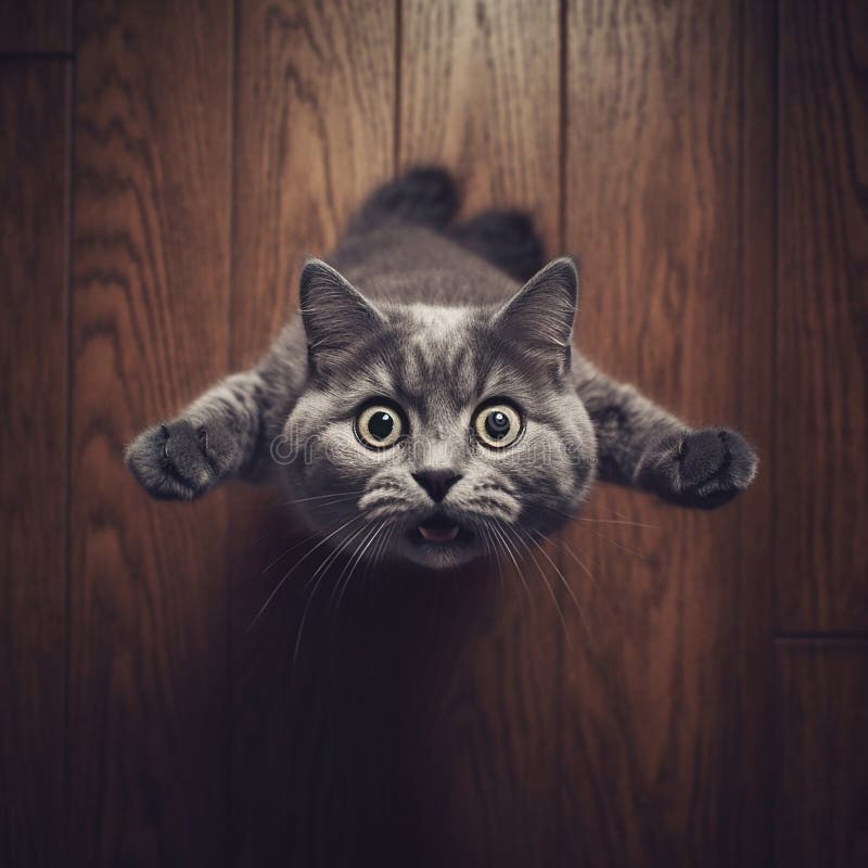 Silly Grey Cat Making a Funny Face As it S Looking at Camera. Created ...